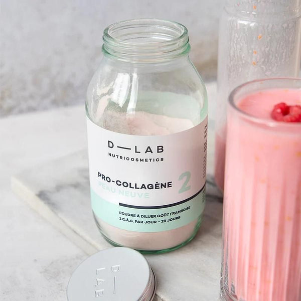 Pro-Collagène Peau Neuve de D-lab Flacon en verre de 500 ml - 174,3g de poudre | NUOO